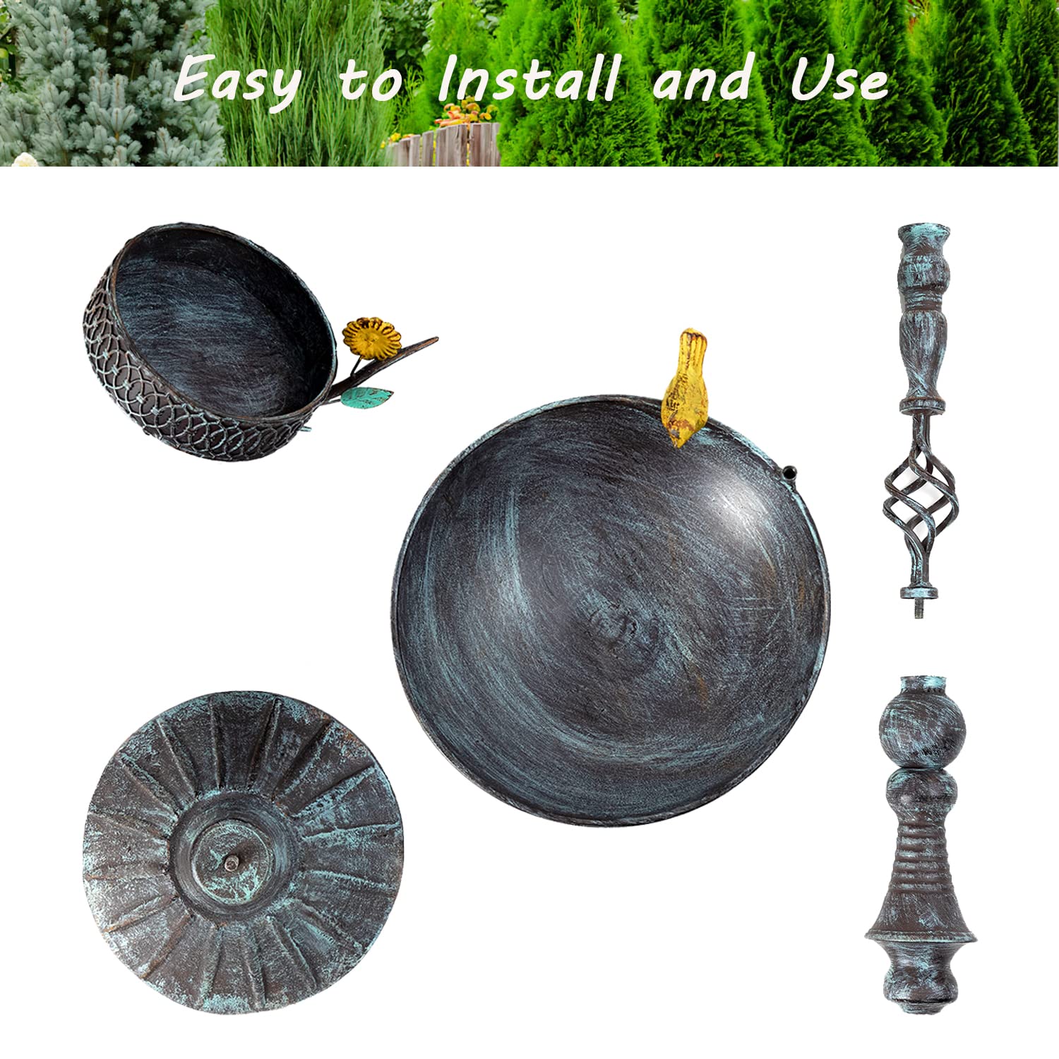 Snapklik.com : Outdoor Bird Bath, Tall Cast Iron Birdbath, Metal ...