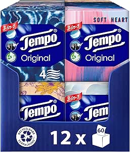 Tempo Original Tissue Dice Box - Megapack - 12 Drawers, 60 Towels Per ...