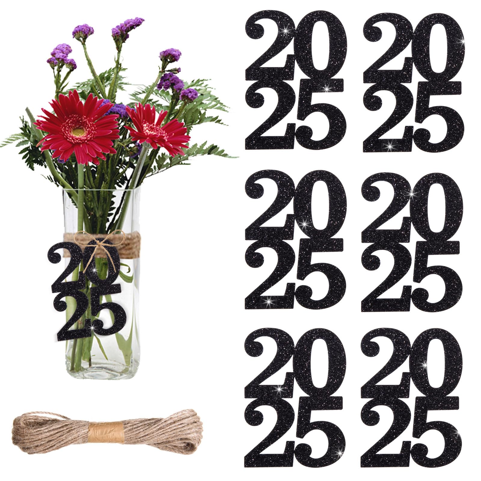 Amazon.com: 24 Pieces Glitter 2025 Cutouts Tags Decorations Double Side ...