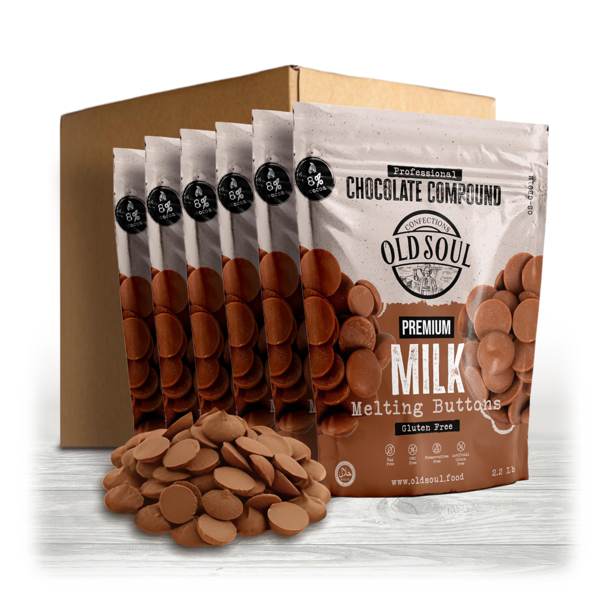 Amazon.com : OLDSOUL Chocolate Compound Buttons 13.2 lb | Milk Chocolate 8% Real Cocoa | Smooth ...