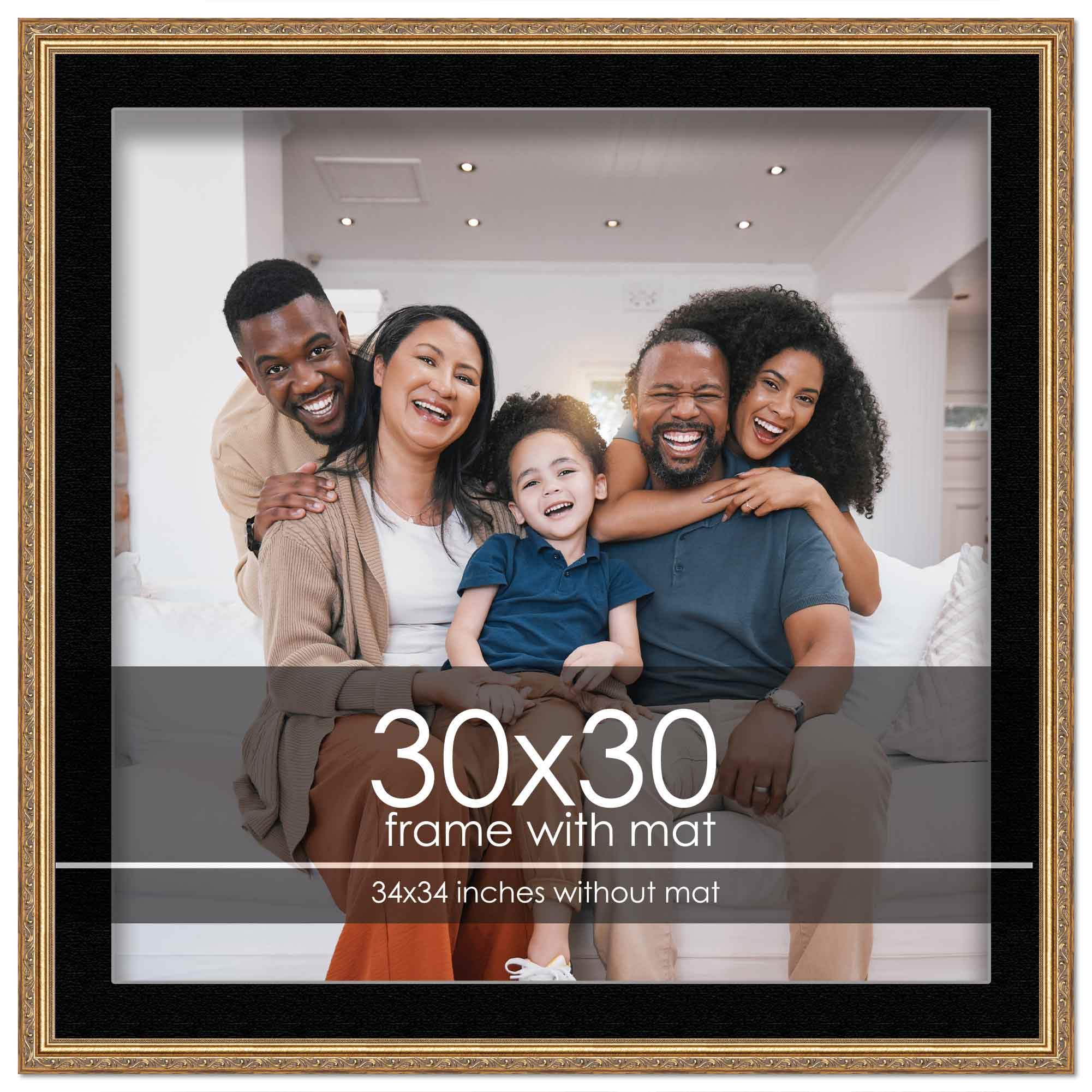 Amazon.com - 30x30 Frame with Mat - Antique Gold 34x34 Frame Wood Made ...