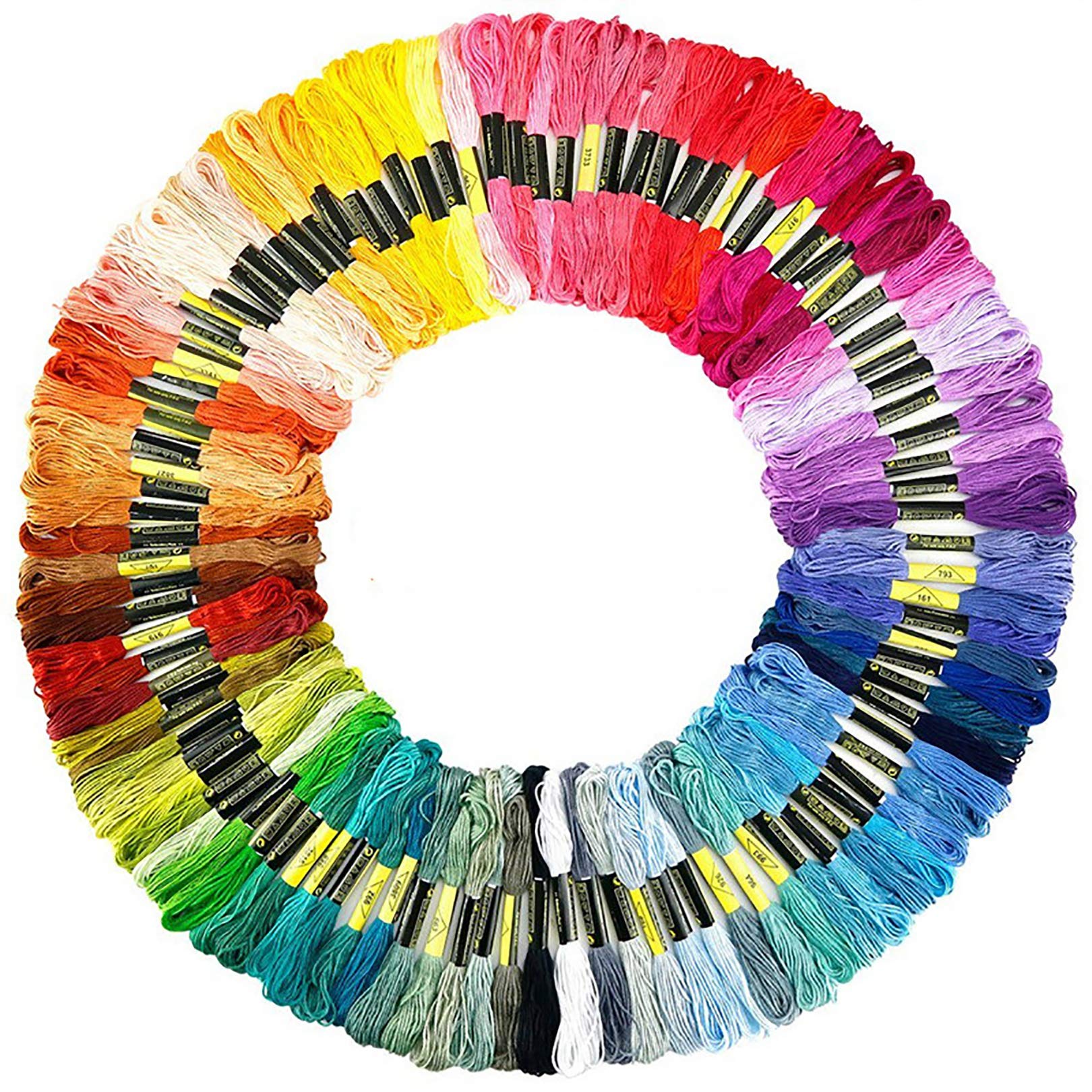 Amazon.com: Vilihkc Rainbow Color Embroidery Floss 100 Skeins Per Pack ...