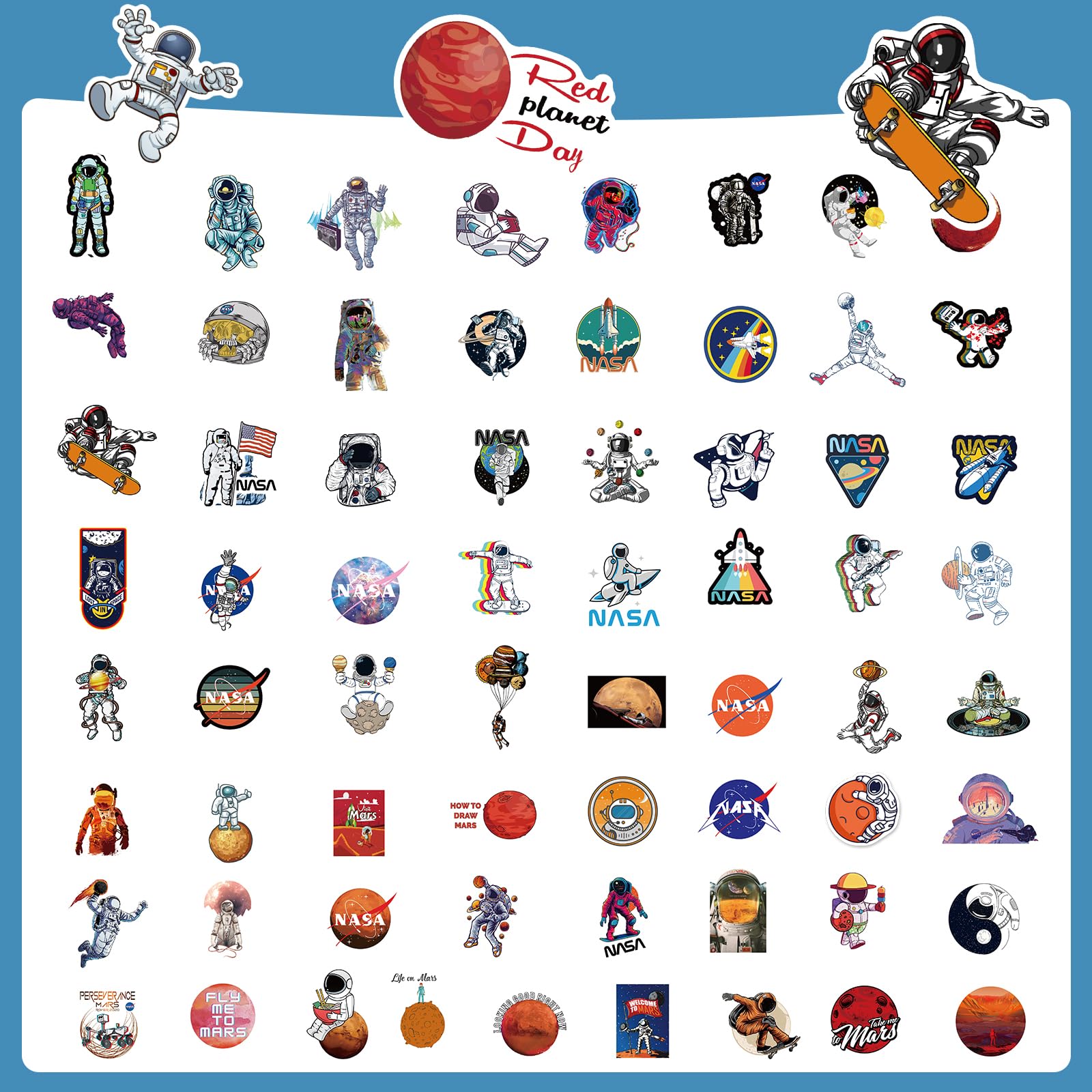 Nasa Logo Vinyl Sticker Skateboard Luggage Laptop Phone 10/20/50pcs