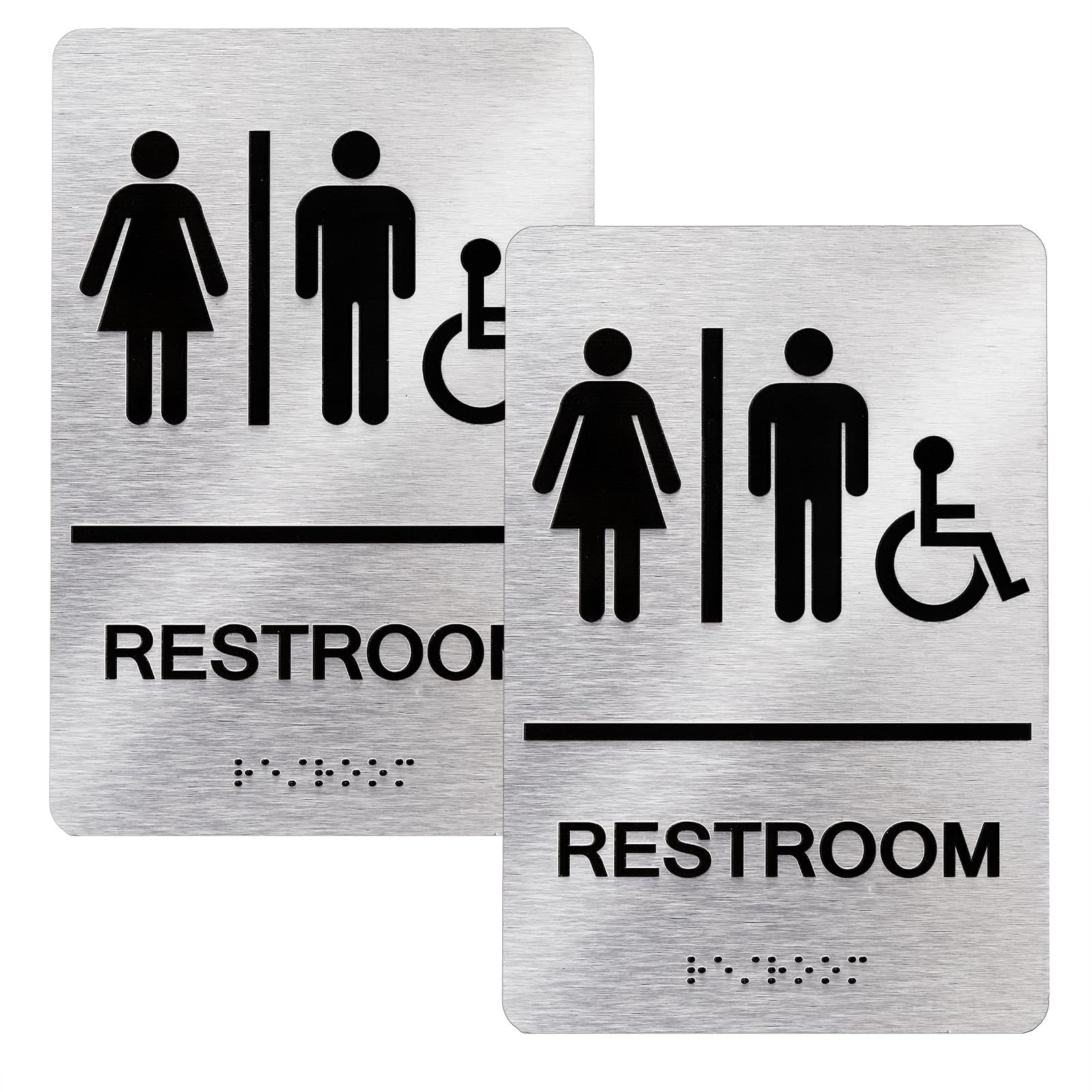 Buy Fasmov 2 Pack All Gender Restroom Sign, Unisex & Handicap Braille ...