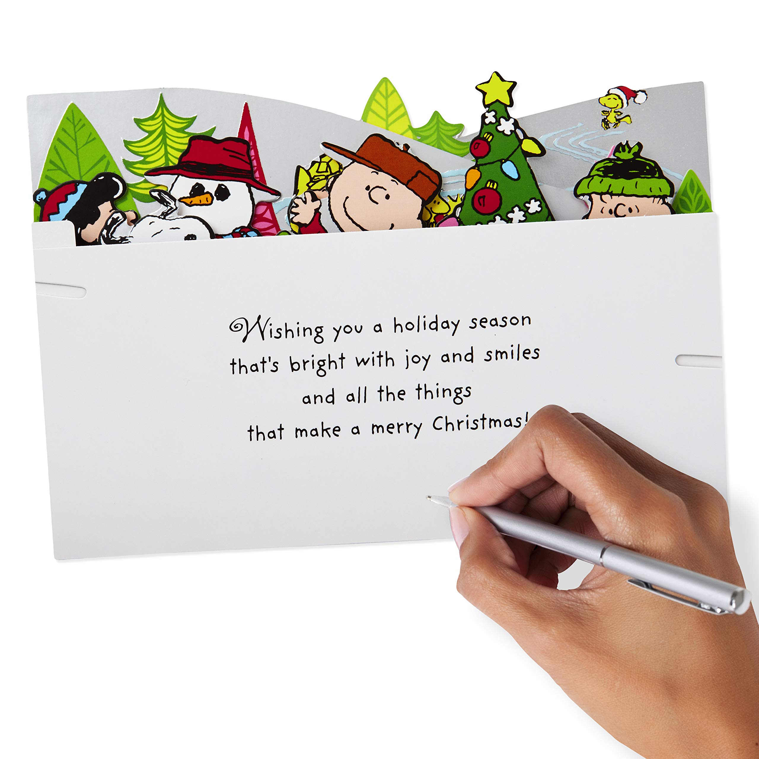Hallmark Peanuts Paper Craft Boxed Christmas Cards, Pop Up Winter Scene ...