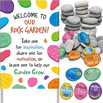 Amazon.com: Yalikop 46 Pcs Rock Garden Decor Painting Rocks with ...