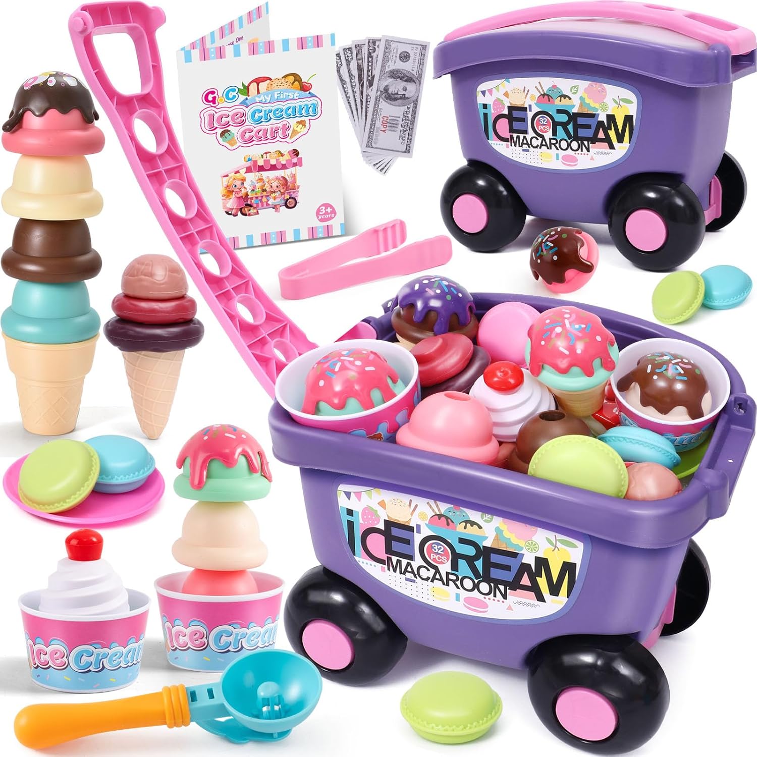 Amazon.com: G.C Ice Cream Toys for Kids Toddlers 3-5, 42pcs Ice Cream ...