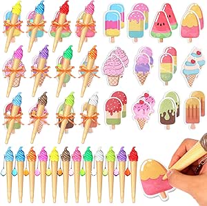 Amazon.com : 48Pcs Ice Cream Cone Pens with Sticky Notes Ice Cream ...