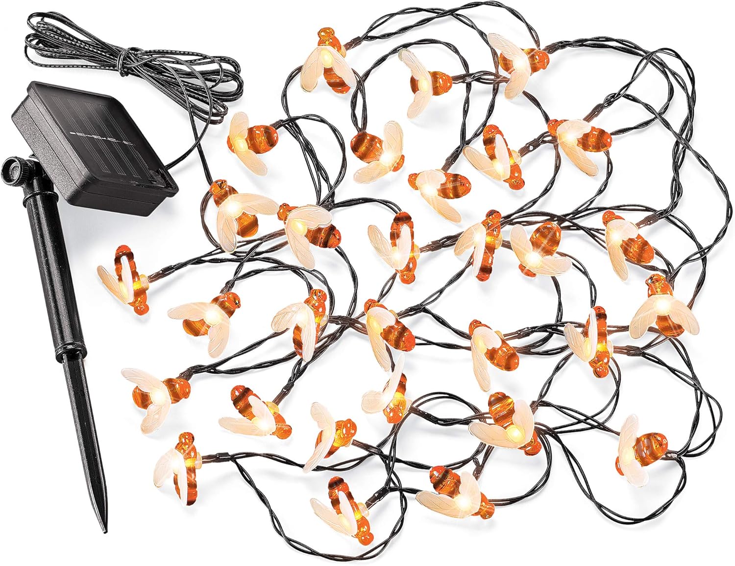 Collections Etc Solar Powered Battery Operated Honey Bee LED String ...
