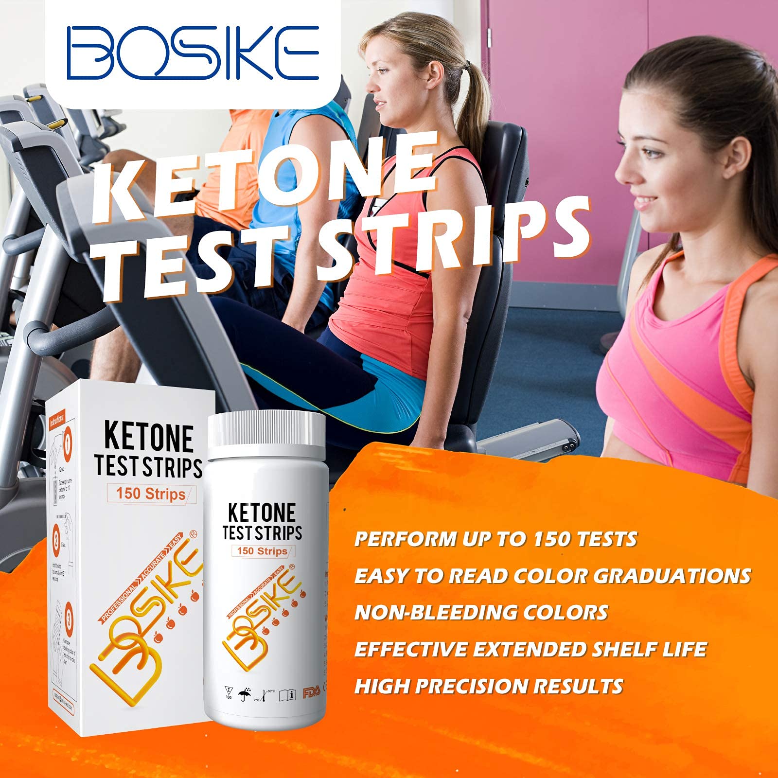 BOSIKE Ketone Test Strips, 150 Ketosis Measuring Sticks Kit, Accurate ...