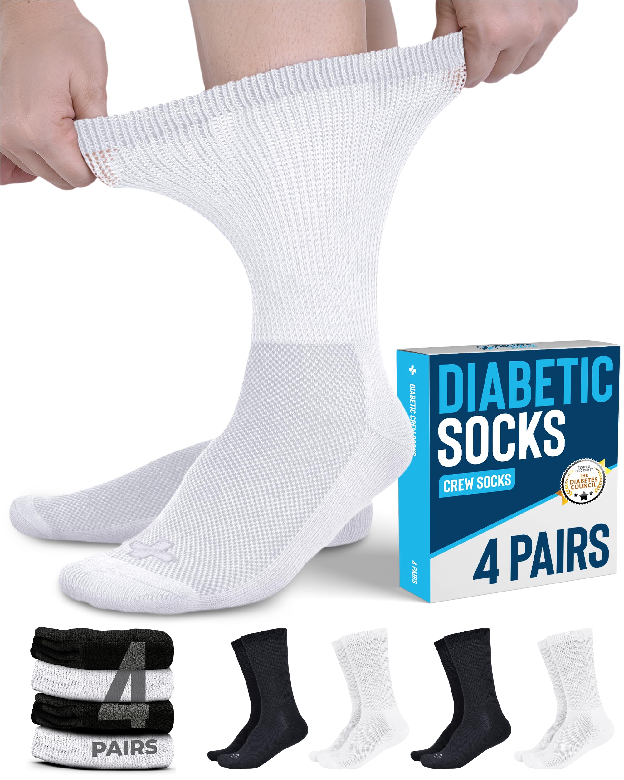 Amazon.com: Doctor's Select Diabetic Socks for Men and Women - 4 Pairs ...