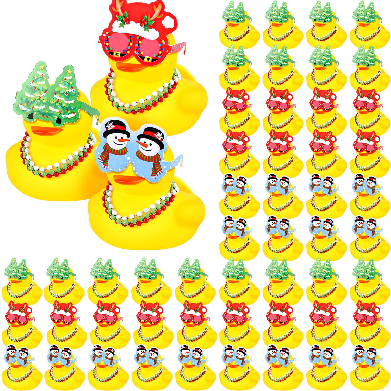 Liliful 24 Pcs Christmas Ducks Bulk Rubber Small Jeeping Duckies with ...