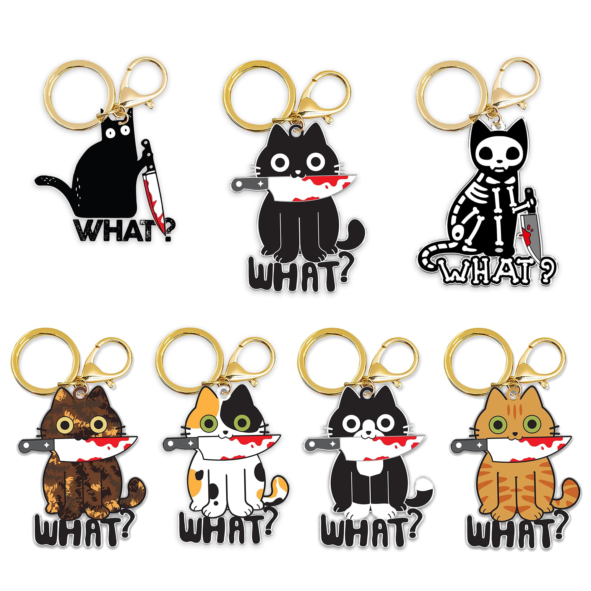 Amazon.com: GyovinnJuwanua Cute Cat Key Chain - 7Pcs Halloween Acrylic ...