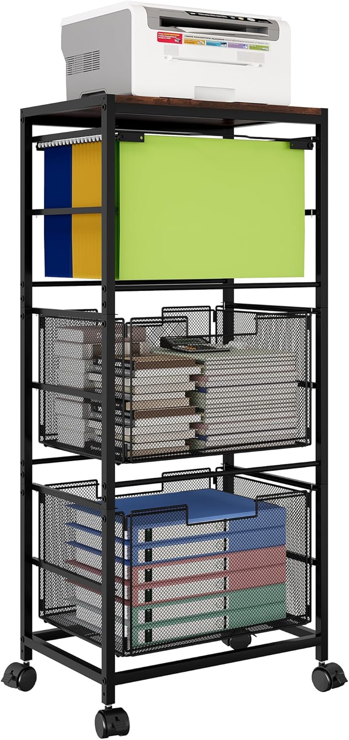 Amazon.com: TQVAI Rolling File Carts with Wheels, Letter Legal Size ...