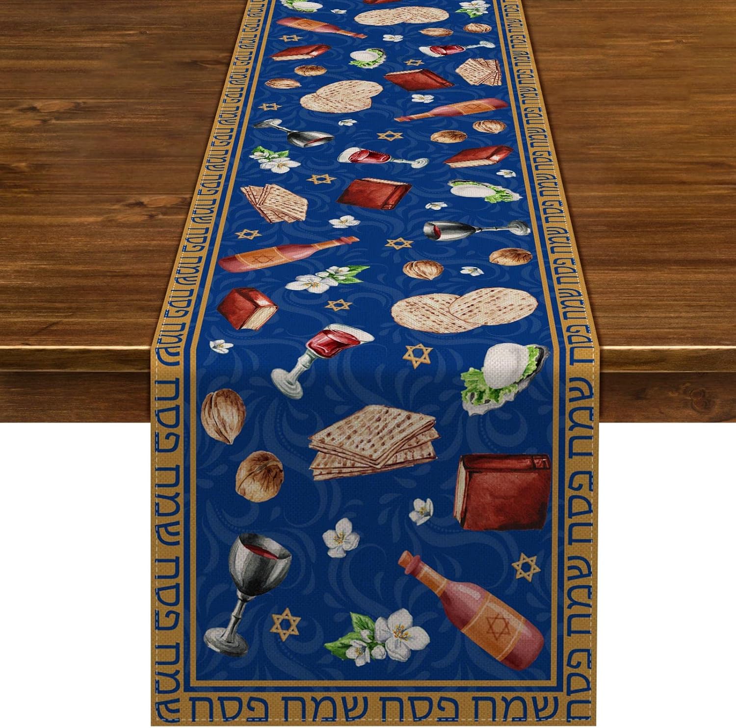 Amazon.com: Nepnuser Linen Passover Table Runner Pesach Jewish Seder ...