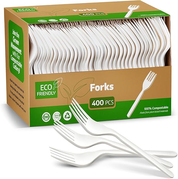 Amazon.com: Elegant Disposables 100% Compostable PLA Forks Bulk Pack ...