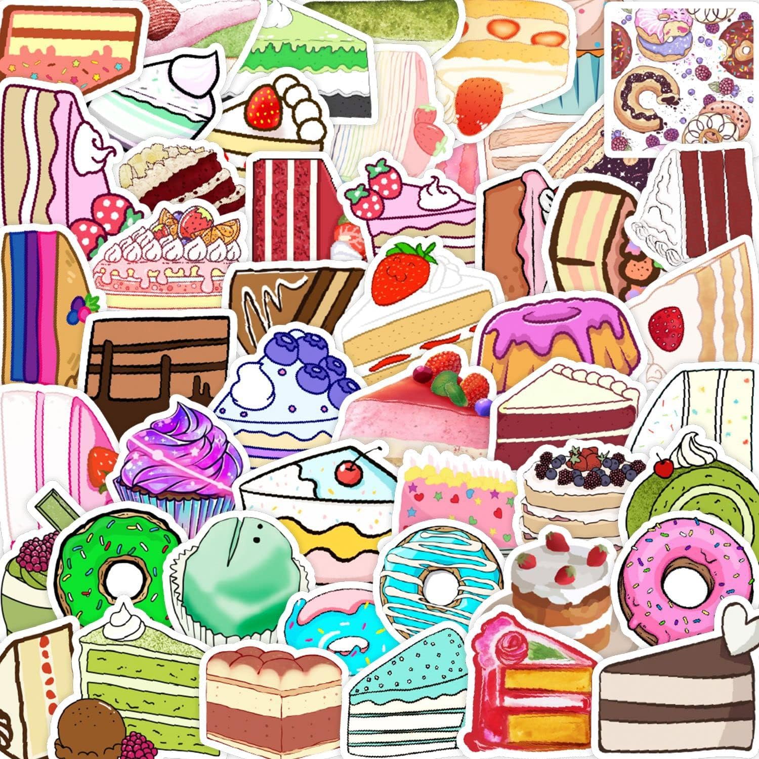 Amazon.com: APAREAL Cute Dessert Sticker Pack for Water Bottle, 50Pcs ...