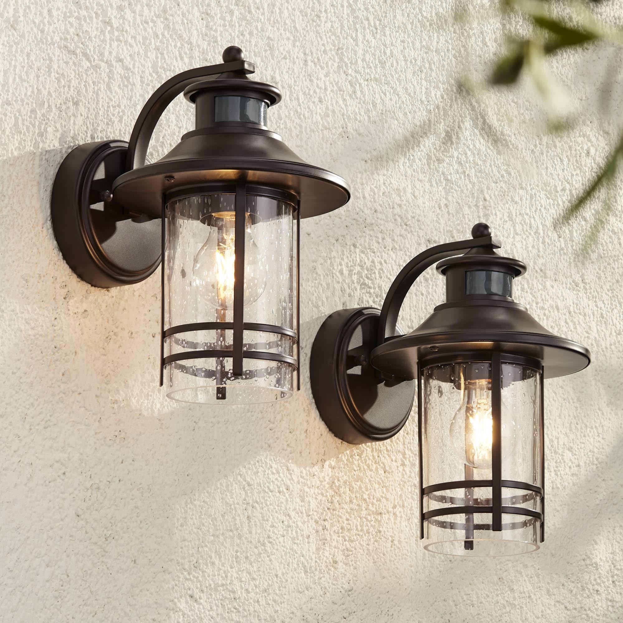 John Timberland Galt Rustic Industrial Outdoor Wall Light Fixtures Set of 2 Oil Rubbed Bronze ...