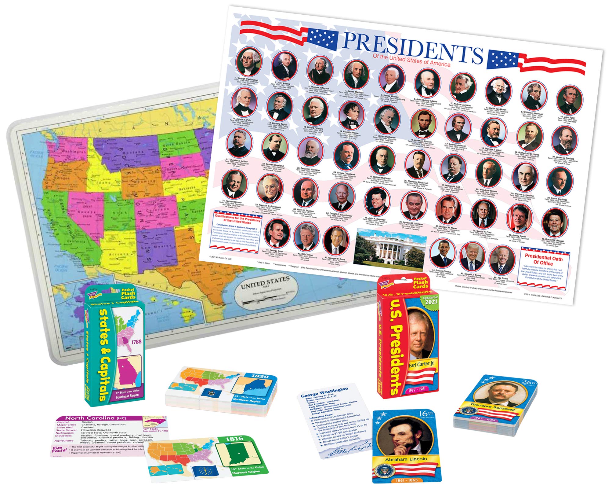 Buy Laminated Educational Placemats for Kids - US Presidents (with Joe ...