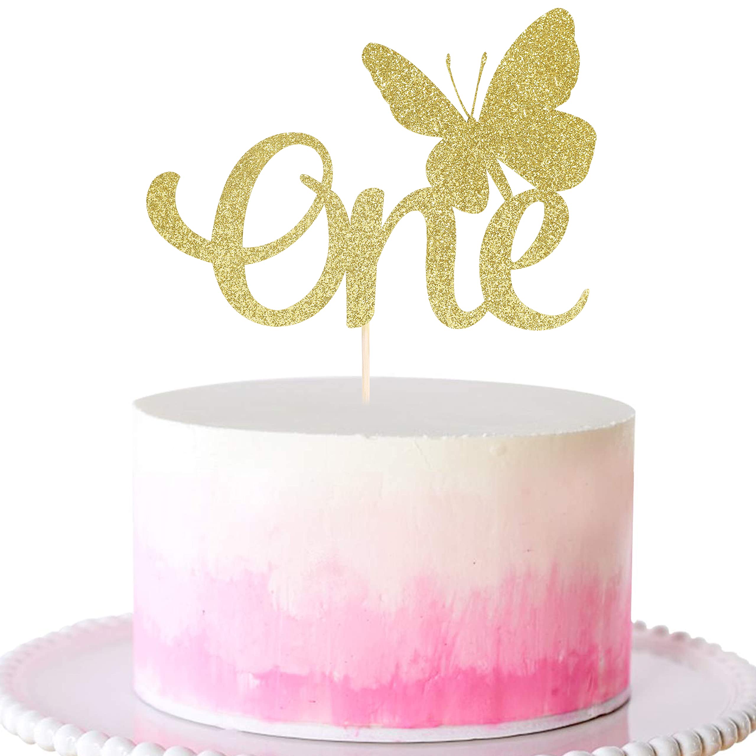 Buy One Cake Topper with butterfy - One Cake Topper 1st Birthday Girl ...