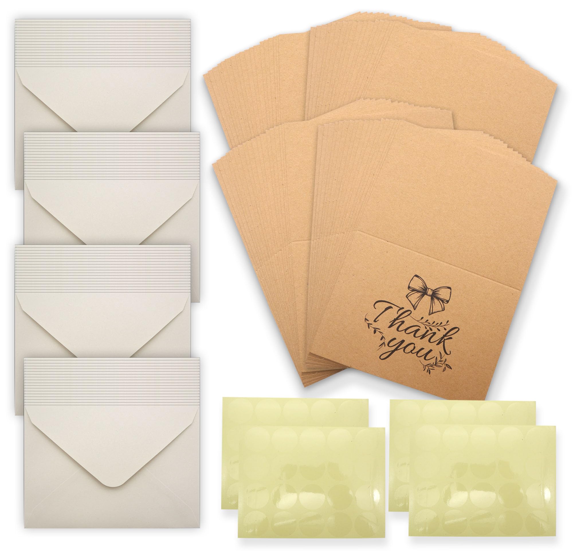 72x Small Thank You Cards Multipack with 72x Envelopes & 72x Clear ...
