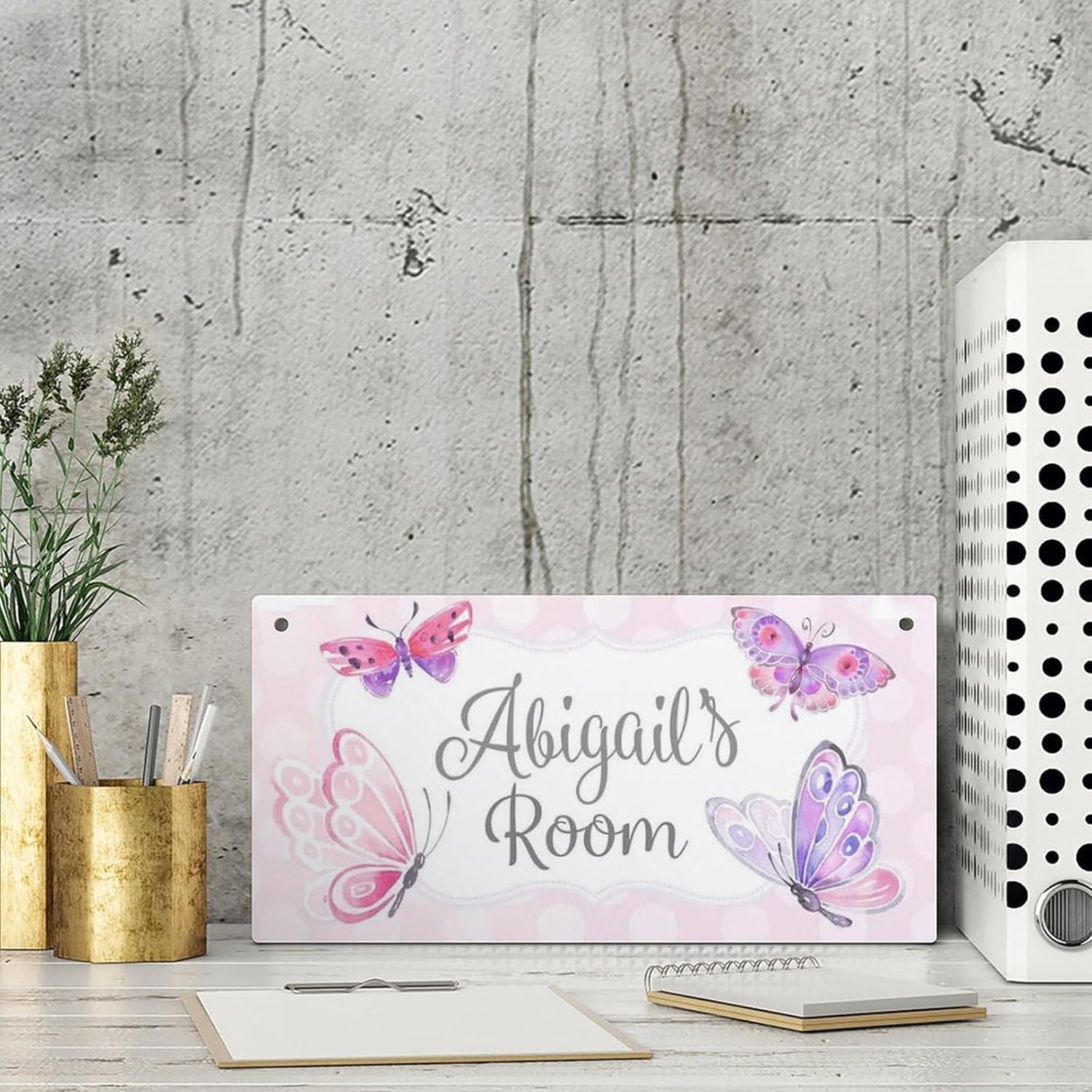 Decoración de mariposa rosa y púrpura para habitación de niñas, nombre ...