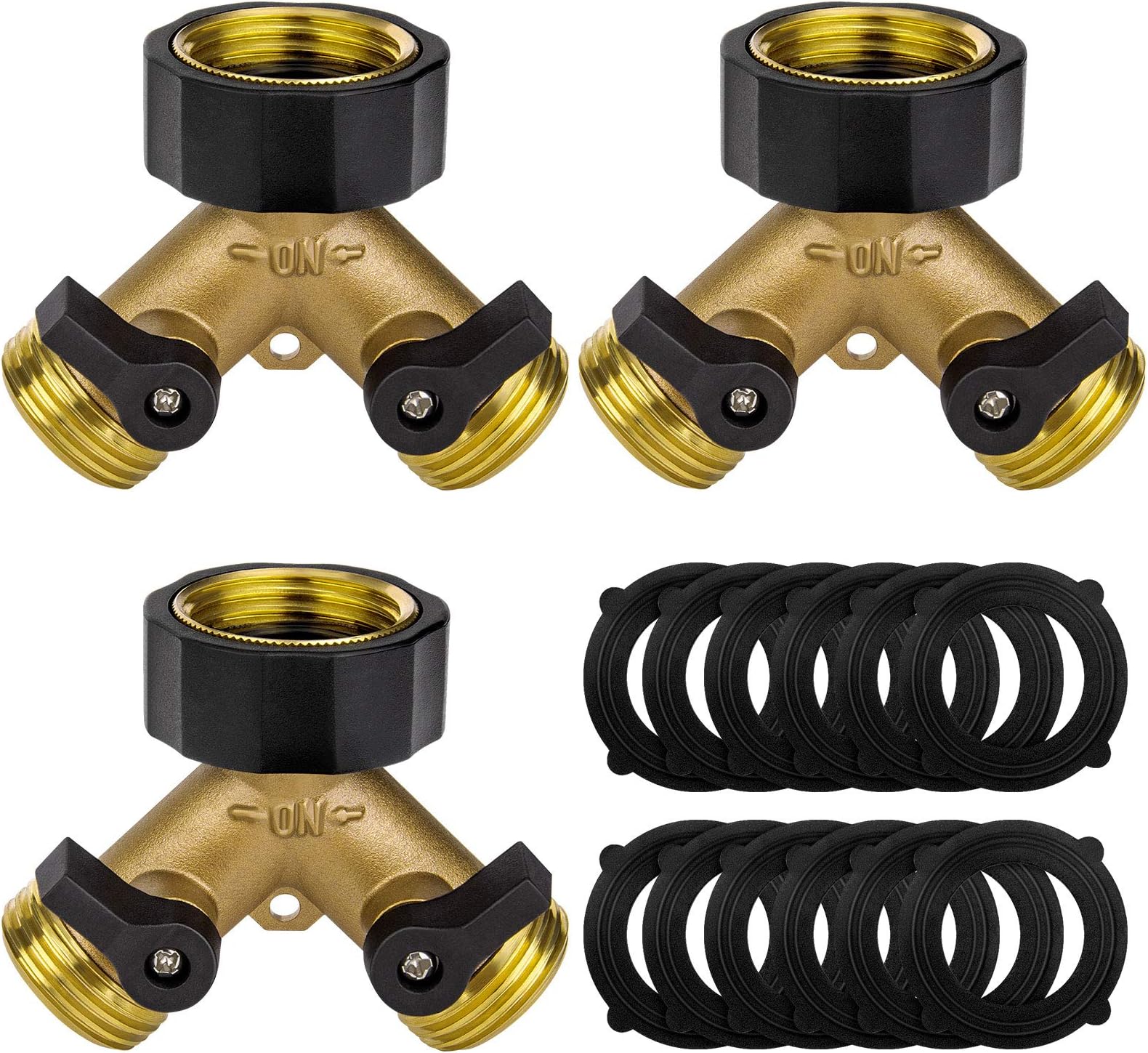 Amazon.com: JaGely 8 Pack Garden Hose Splitter 2 Way Heavy Duty Brass ...