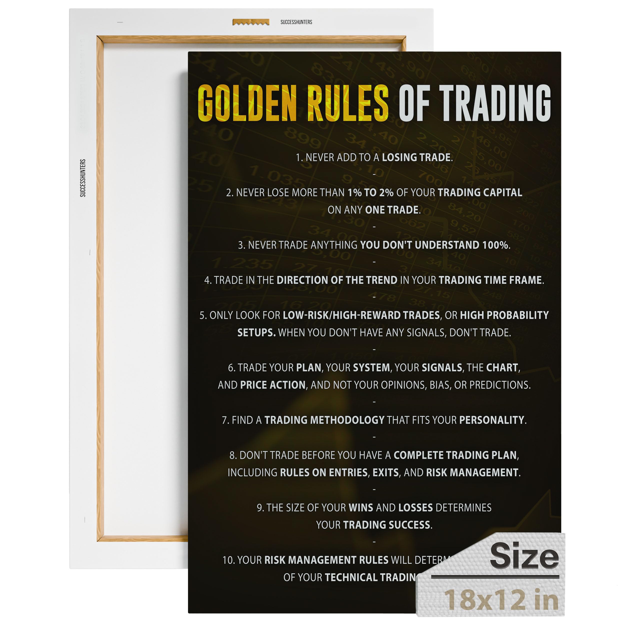 Amazon.com: Golden Rules Of Trading Wall Art Canvas Print Forex Stock ...