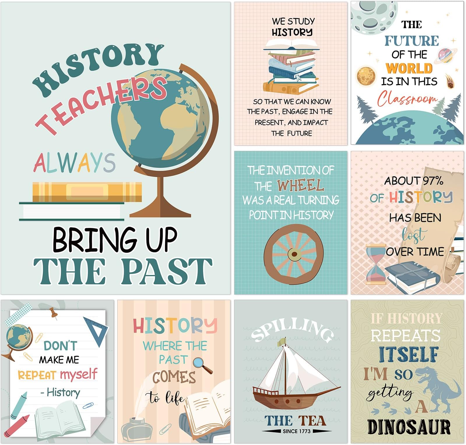 Amazon.com : Affrolling 9 Pack Social Studies Classroom Decorations US ...