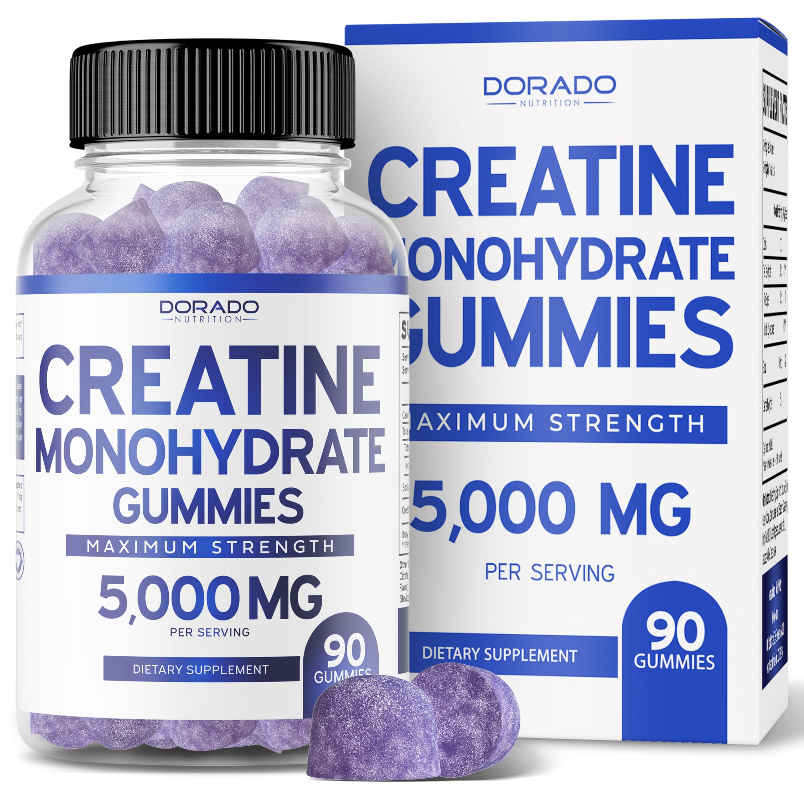 Amazon.com: Creatine Monohydrate Gummies 5000mg (90 Count) Creatine ...