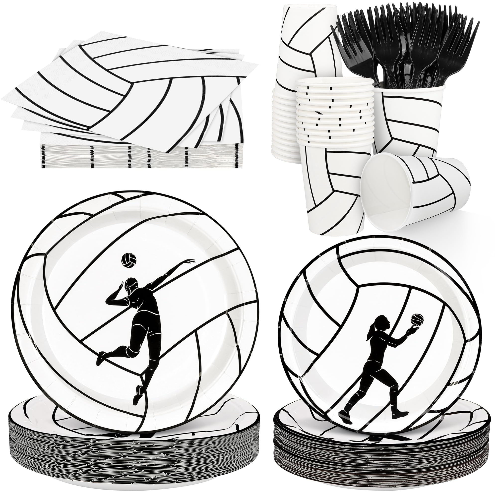 Amazon.com: durony 144 Pieces Volleyball Paper Plates and Napkins ...
