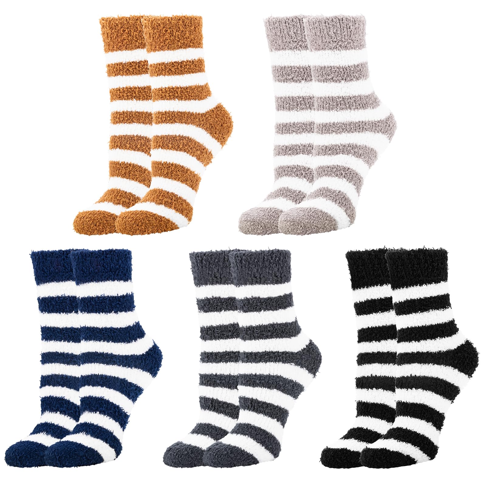 Cloudgree Cozy Soft Fluffy Slipper Socks for Men and Women, 5 Pairs ...