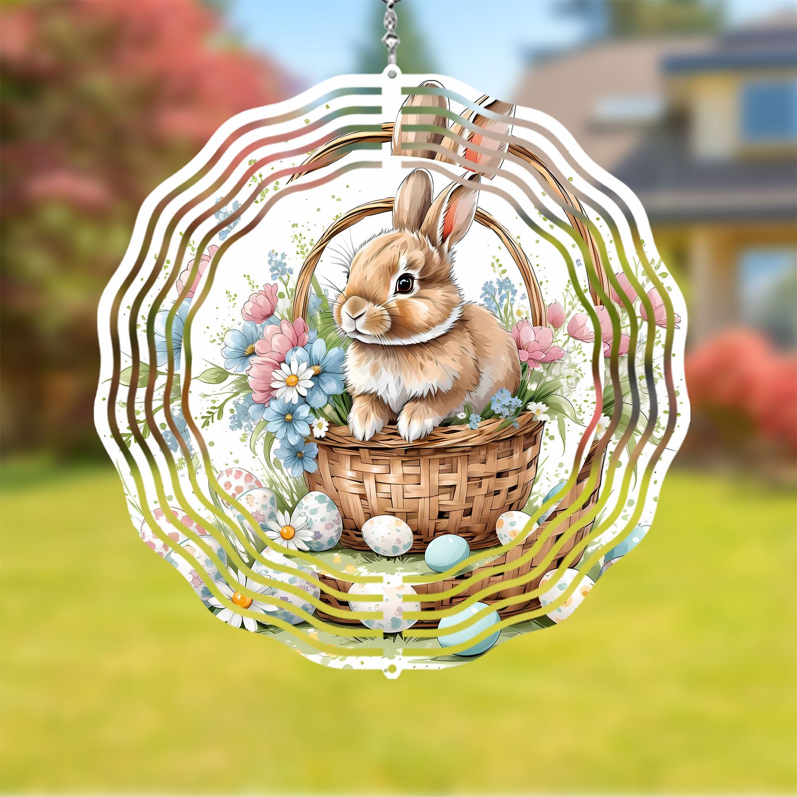 Amazon.com: Easter Bunny Wind Spinner Easter Day Gifts 3D Metal Kinetic ...