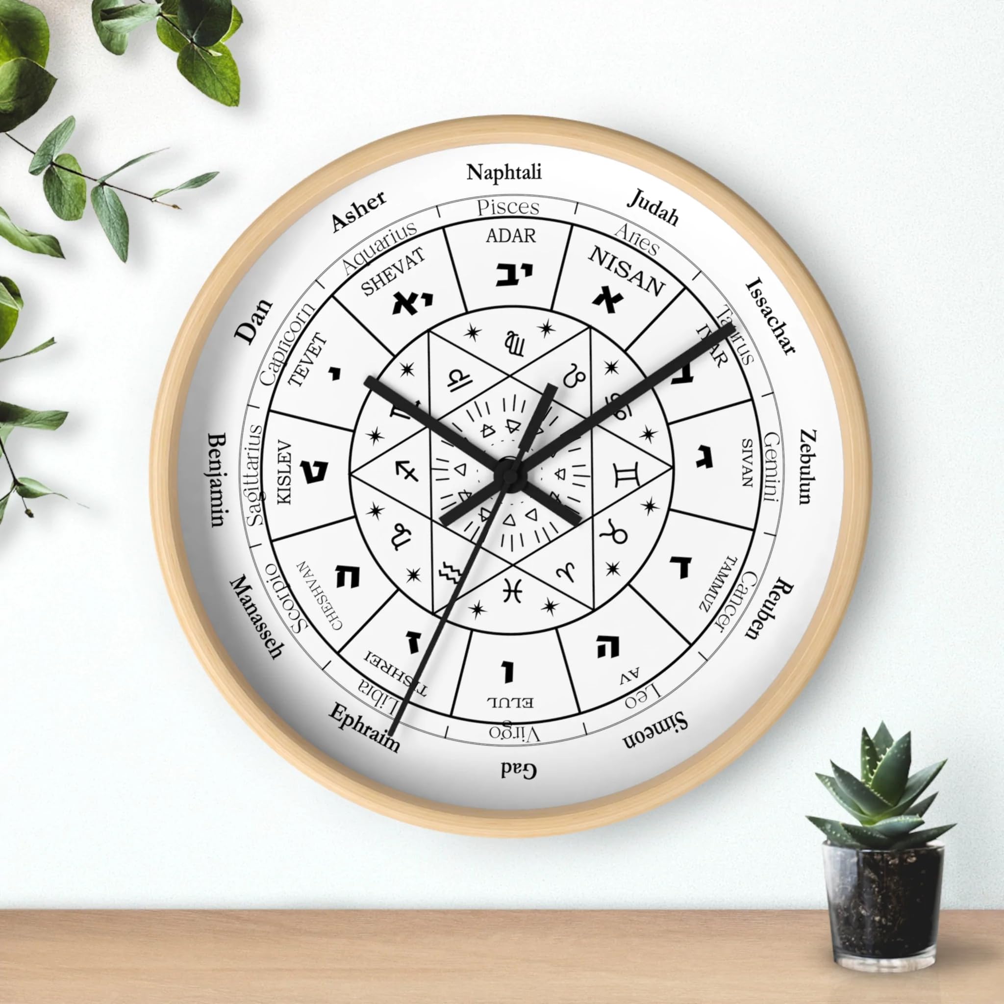 Amazon.com: Hebrew Alphabet Jewish Clock 12 Tribes of Israel, Jewish ...