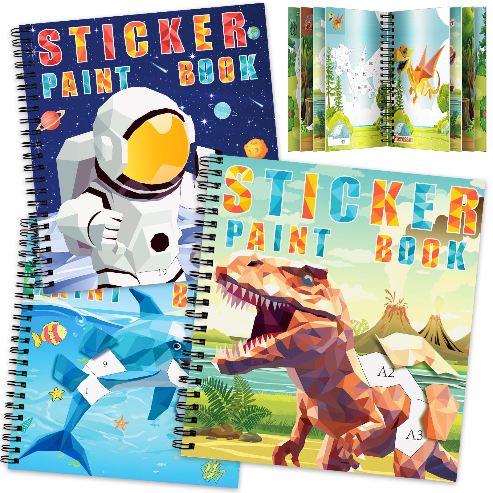 TCJJ 3pcs Sticker Books for Kids Ages 4-8,30 Pictures Boys Sticker ...
