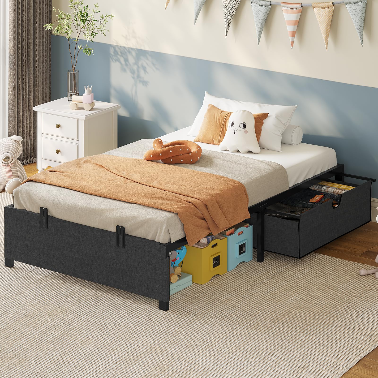 Amazon.com: BTHFST Twin Bed Frame with 2 Large Storage Drawers ...