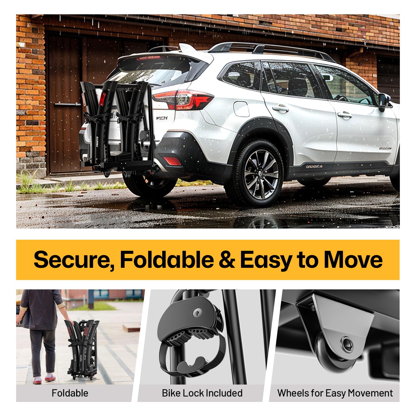 Snapklik.com : Favoto Hitch-Mounted eBike Rack For 2 Electric Bikes ...