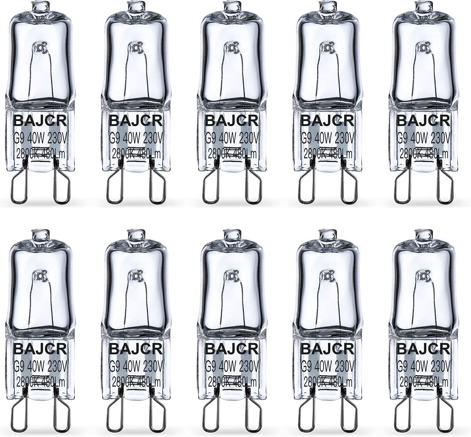 BAJCR Lighting Halogen Light Bulb G9 T4 40W JCD Bi-Pin (10 Pack) for ...