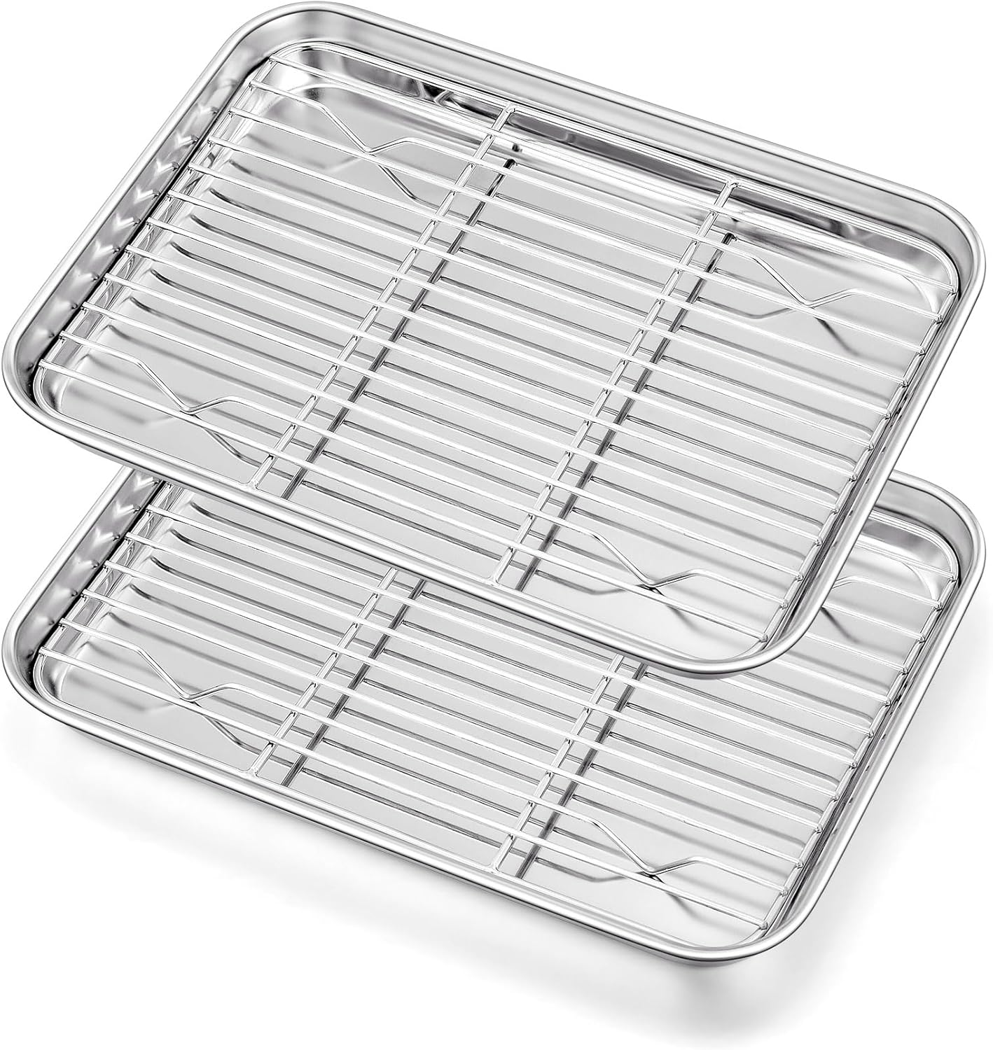 HaWare Mini Stainless Steel Baking Oven Tray with Rack Set(2 Sheets + 2 ...