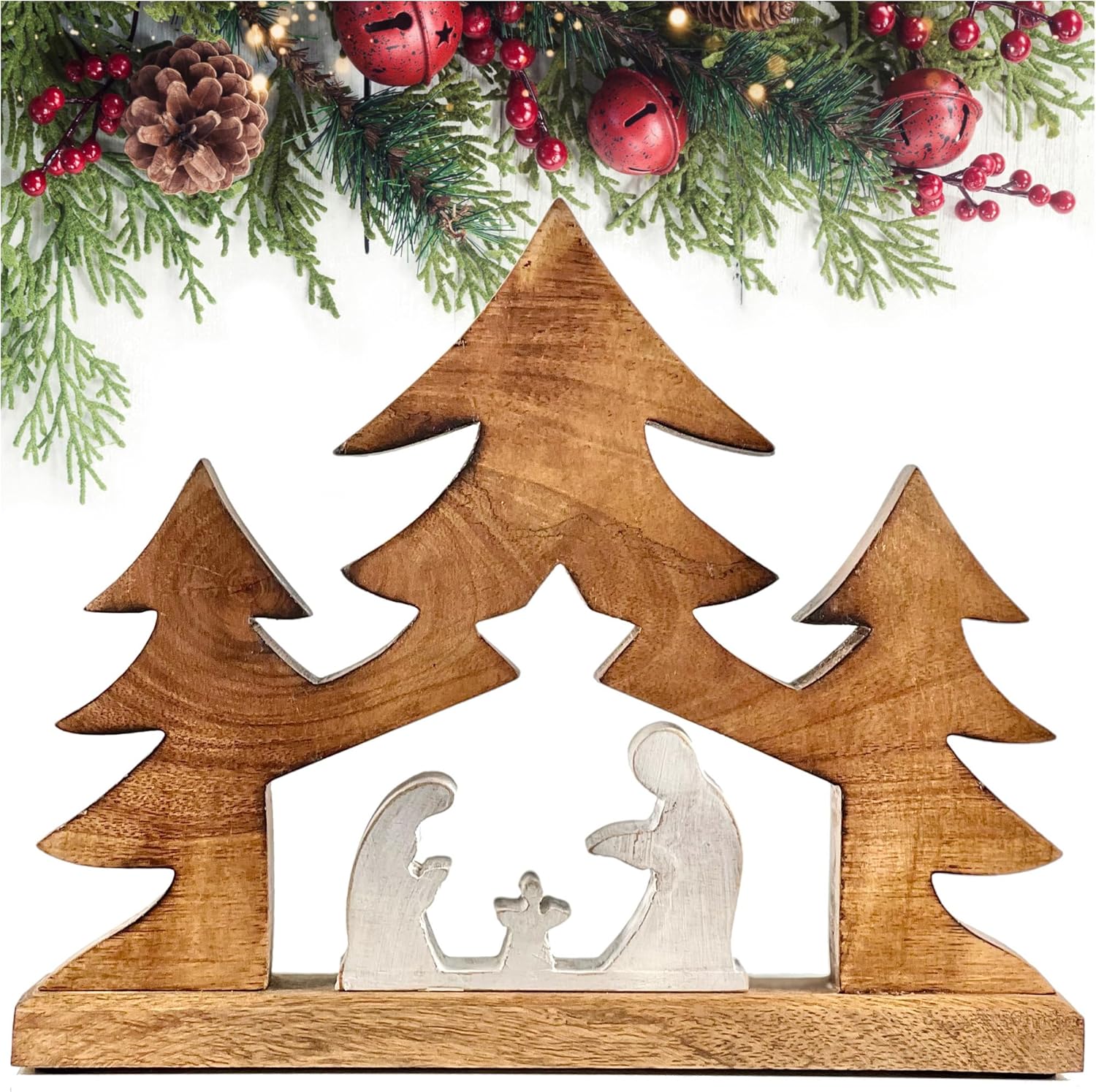Amazon.com: Cohzi Nativity Set - Wooden Nativity Scene for Indoor ...