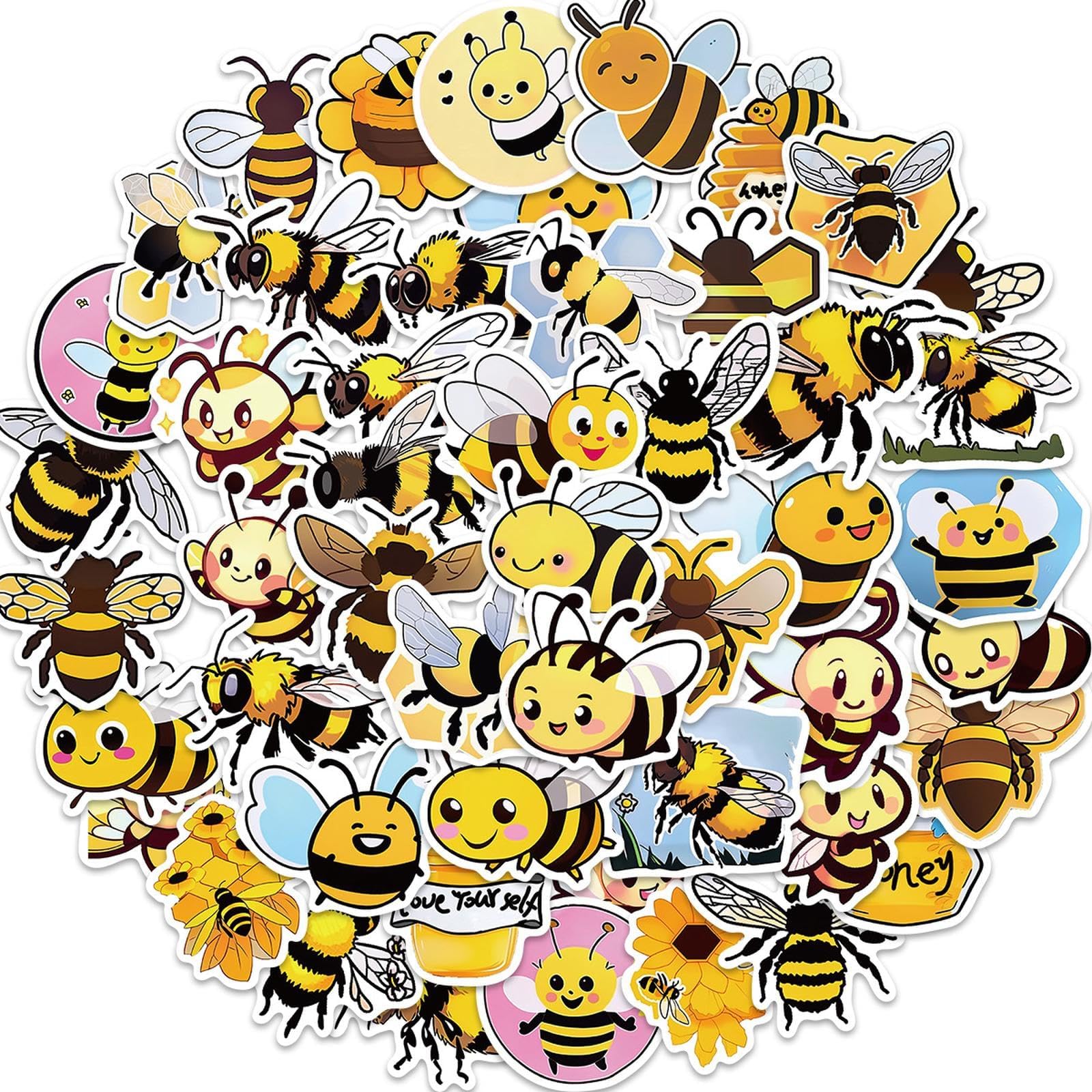 Amazon.com: 50pcs Cute Bee Stickers for Kids, Honey Bee Stickers Decals ...