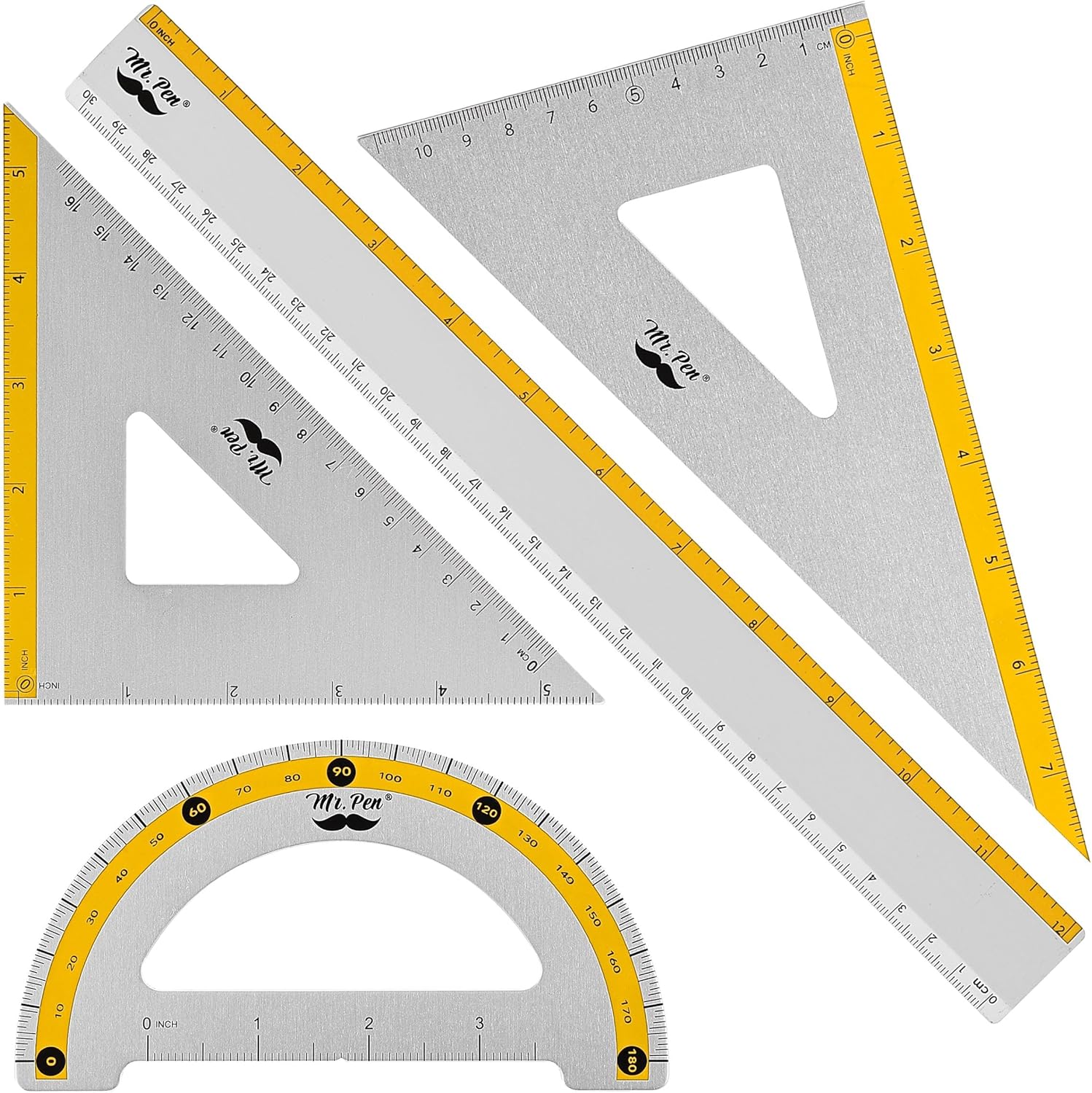 Amazon.com : Mr. Pen- Geometry Set, Yellow Stripes, 4 Pack, Metal ...