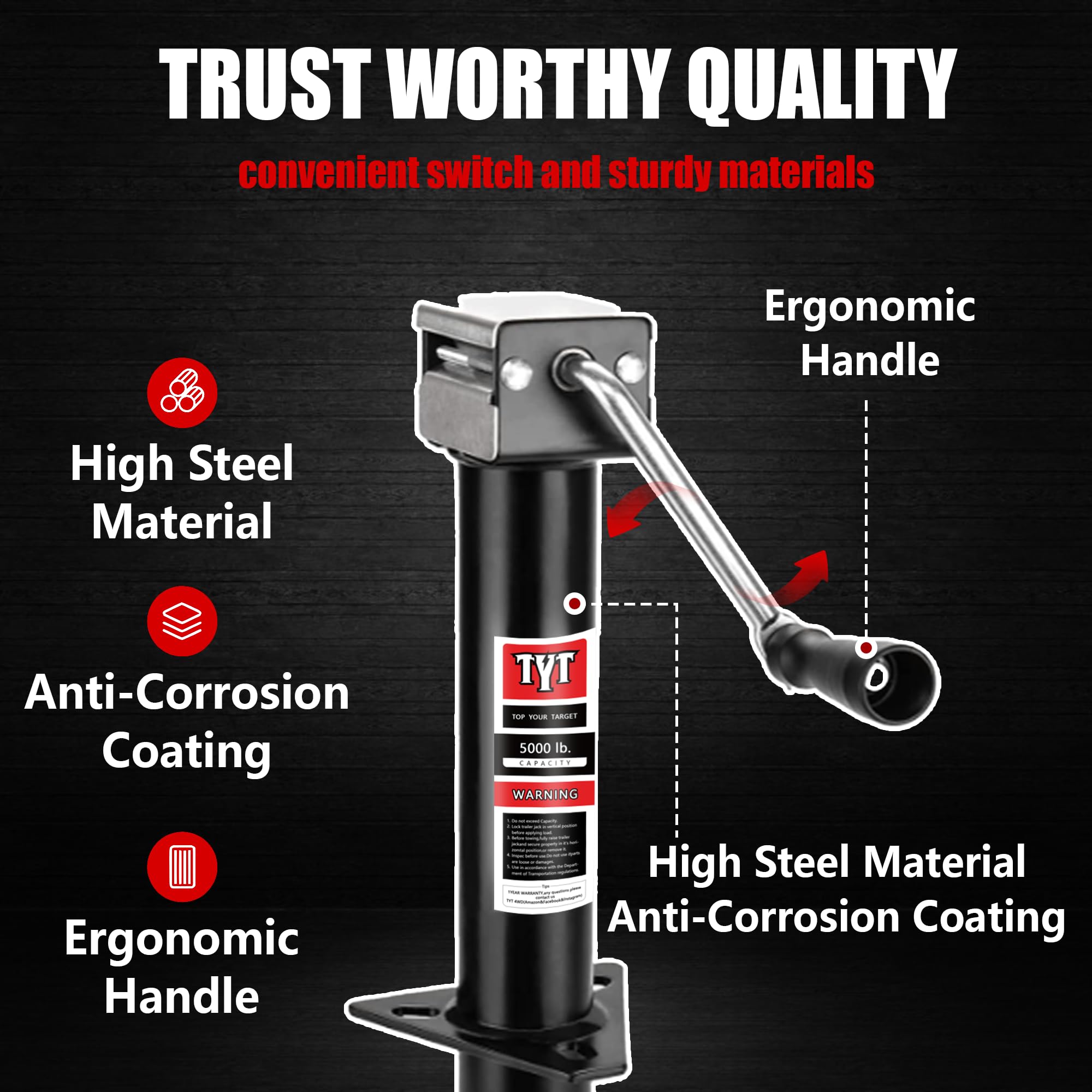 Snapklik.com : Heavy Duty A-Frame Trailer Jack, 15" Vertical ...