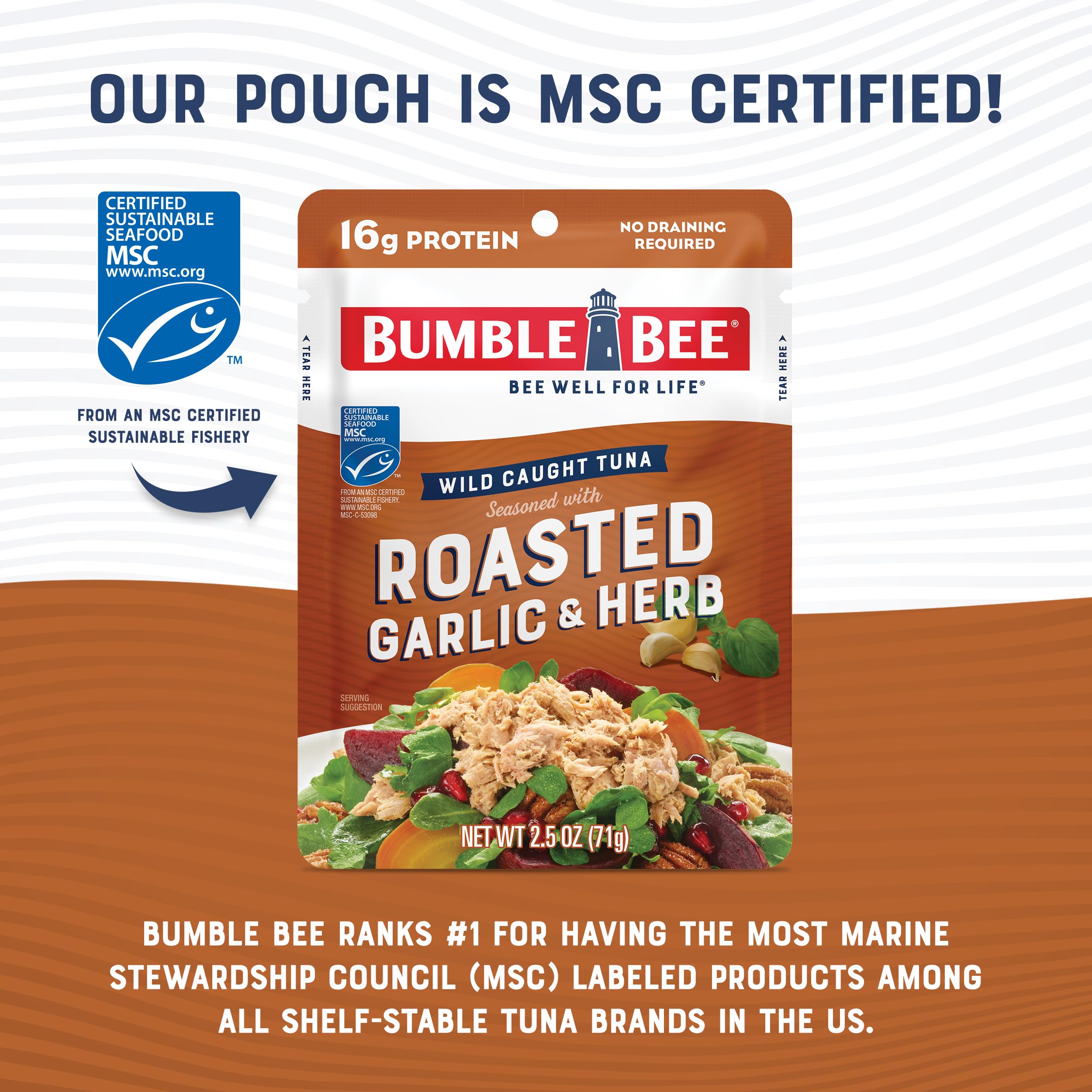 Snapklik.com : Bumble Bee Roasted Garlic & Herb Seasoned Tuna, 2.5 Oz Pouch