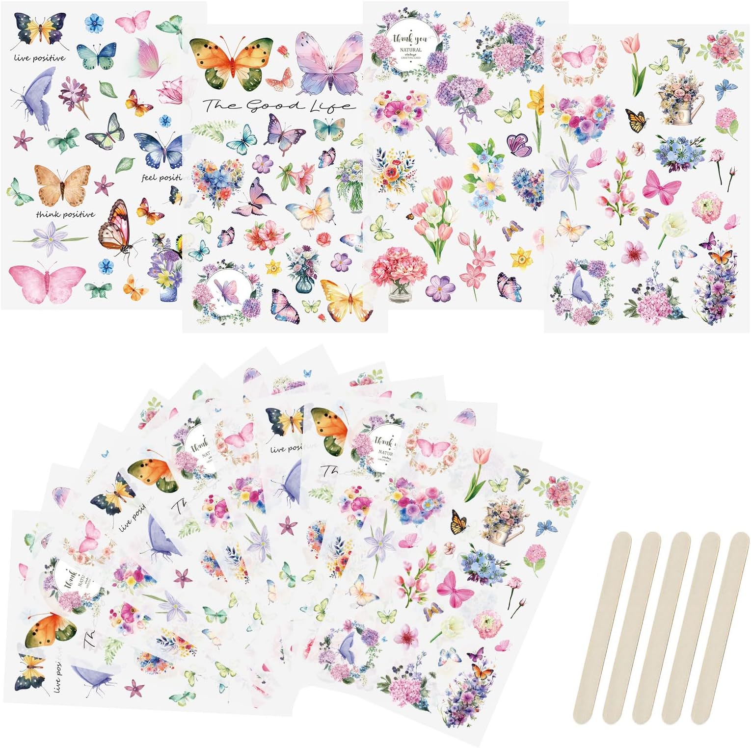 Amazon.com: WANDIC Rub On Transfer Sticker, 16 Sheets Butterflies DIY ...
