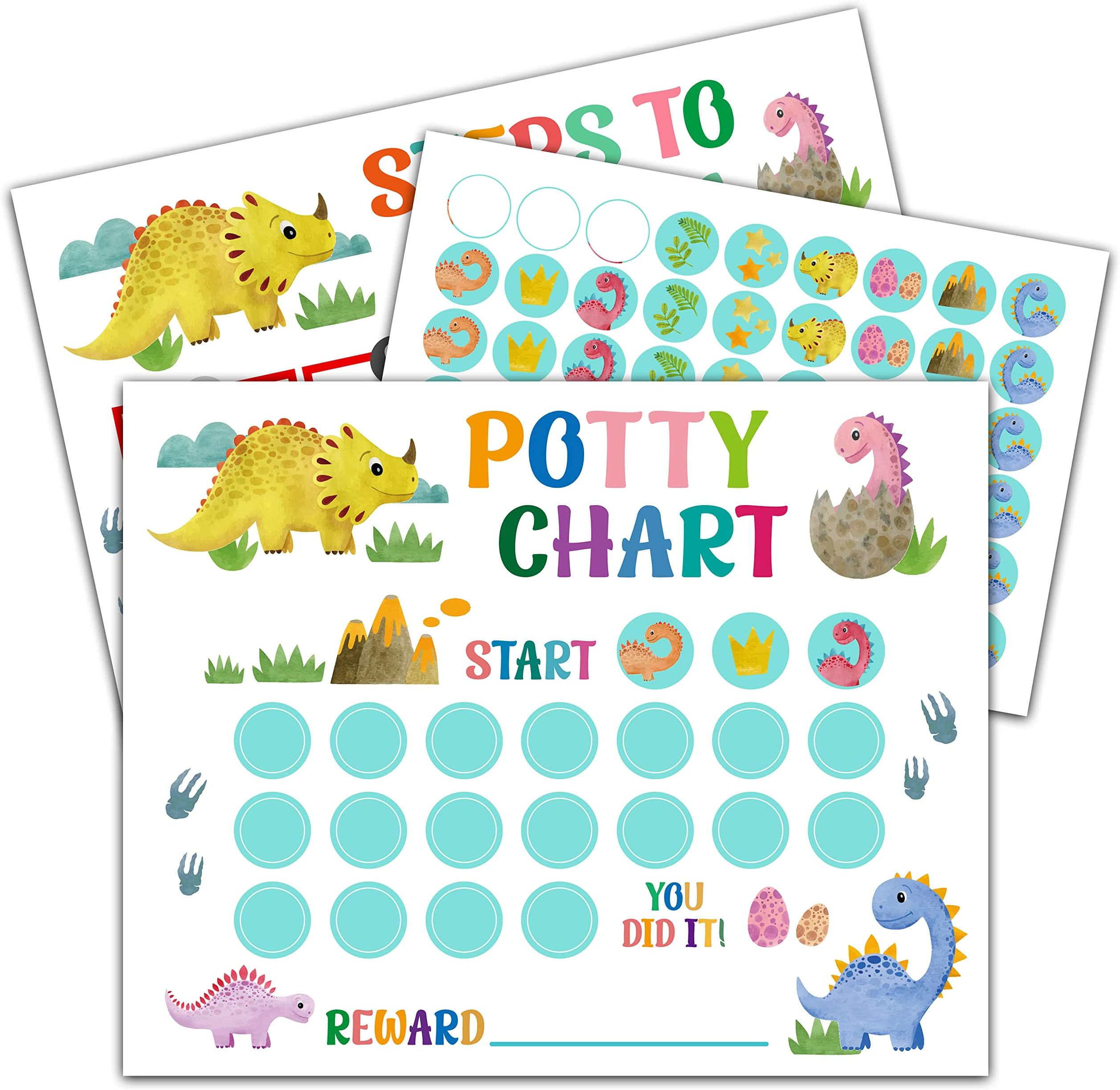 Amazon.com: Dinosaur Potty Training Reward Chart with Stickers, Dino ...