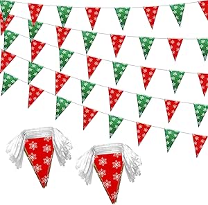 Amazon.com : LoveVC 100 Feet Red Green Christmas Pennant Banner Flags ...