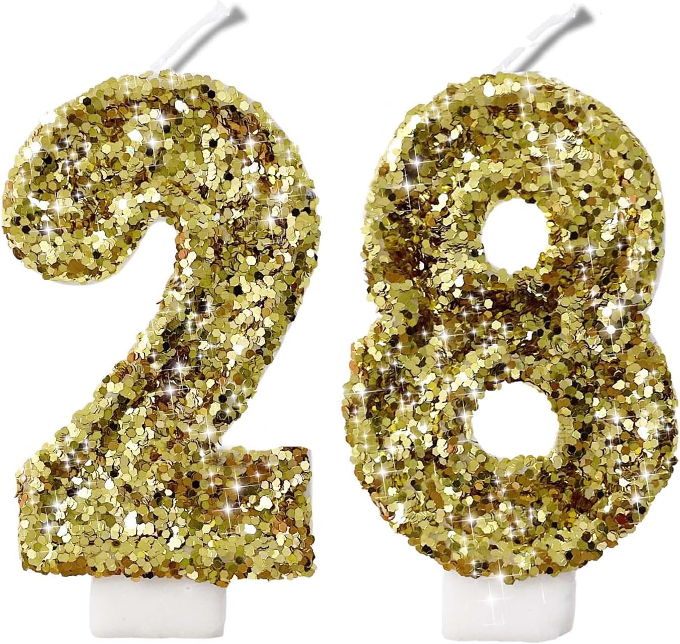 Amazon.com: 2.8" Gold Glitter Number Candles-Many Colors 28th 82nd ...