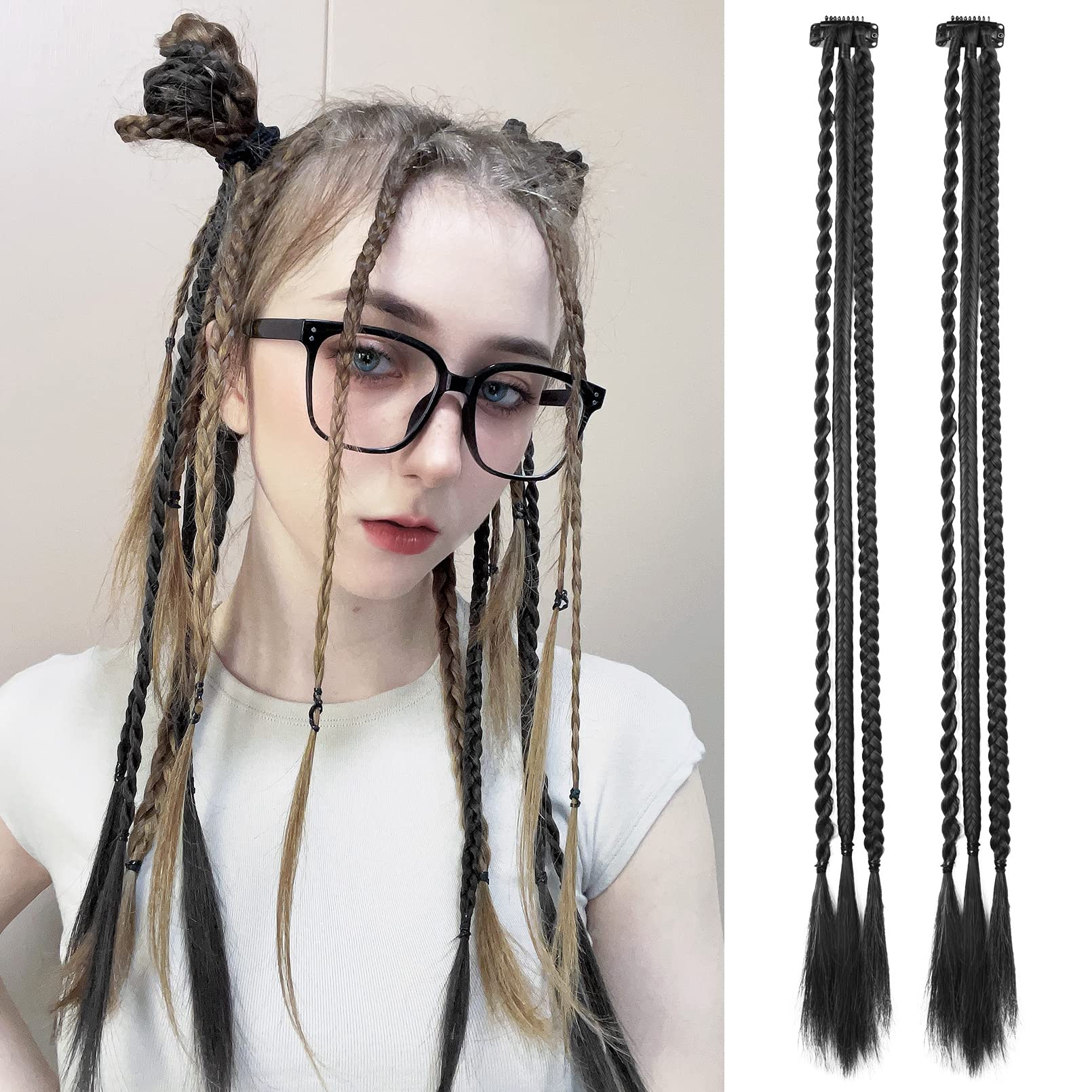 Amazon.com : Clip in Braids Hair Extensions, REECHO 6 PCS Clip in Hair ...