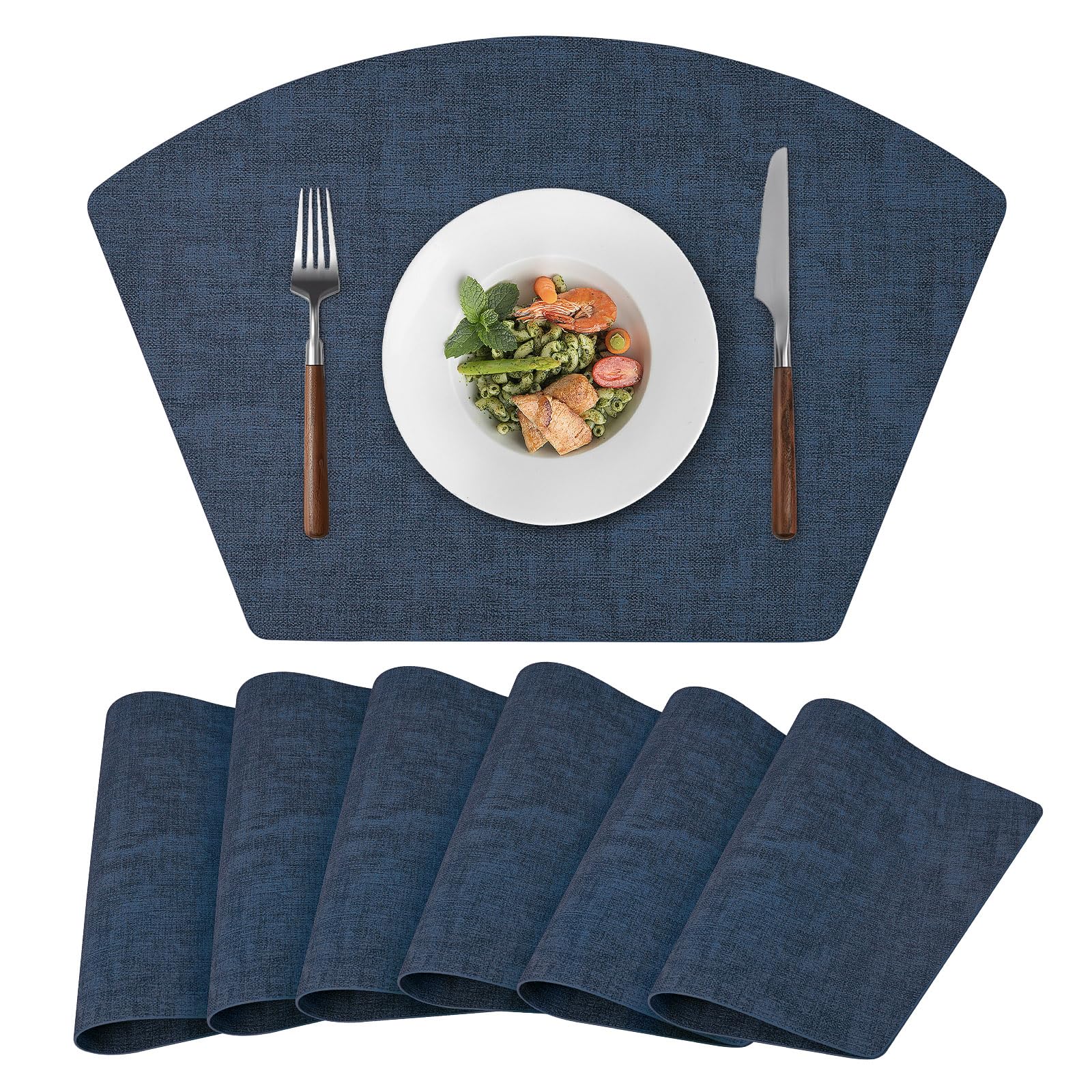 Amazon.com: Round Table Placemats Set of 6, Faux Leather Wedge Shape ...